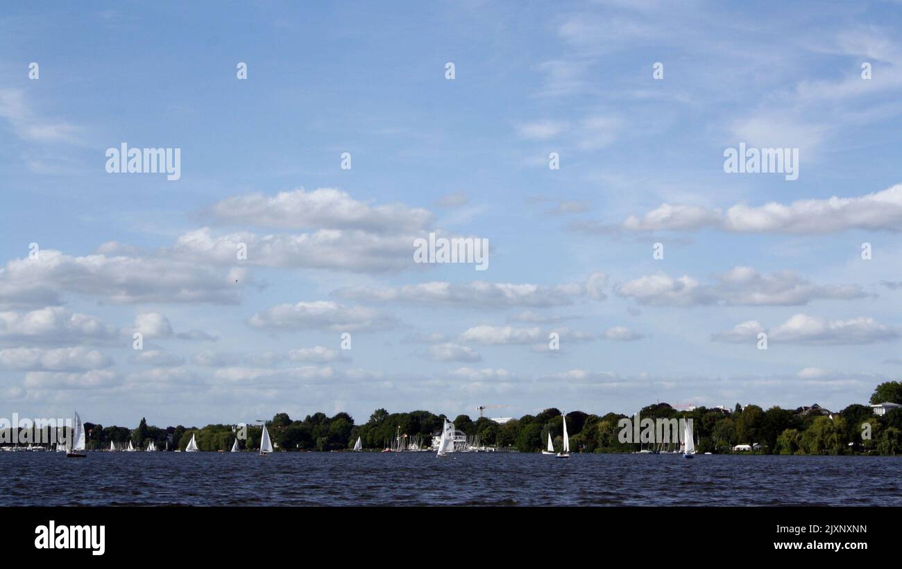 Alster tour by boat in Hamburg, Germany Stock Photo - Alamy
