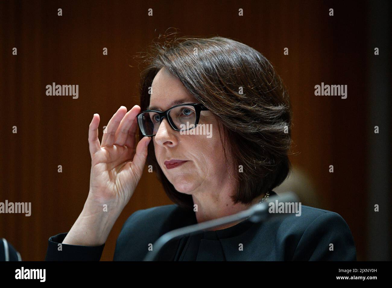 Australian Information Commissioner Angelene Falk appears at a Senate ...