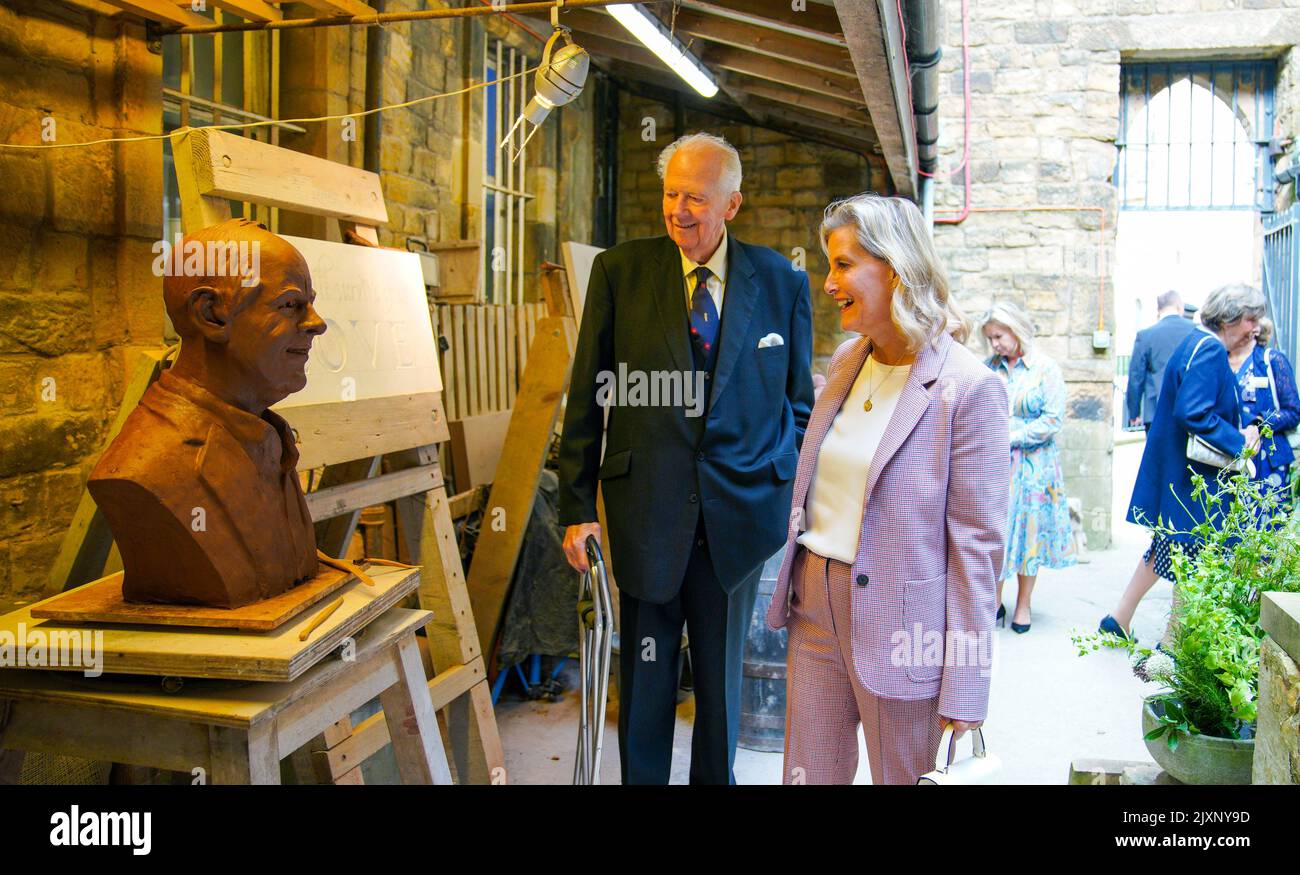 The Countess of Wessex looks at a clay bust odf her husband Edward, by ...