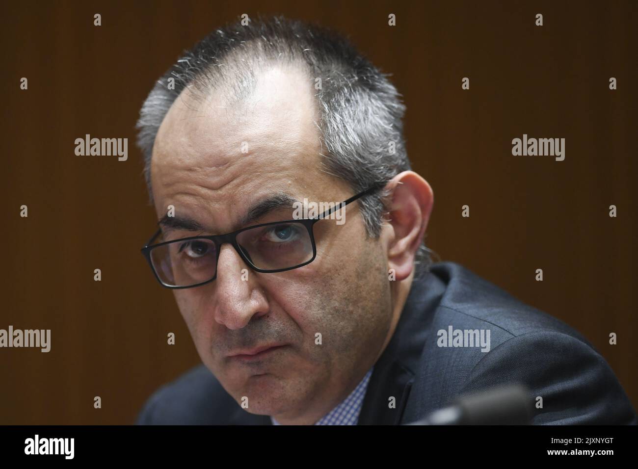 Secretary of the Department of Home Affairs Mike Pezzullo appears at a ...