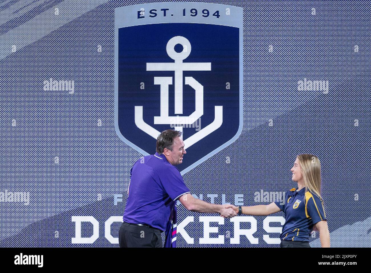 Dockers head coach Trent Cooper and number 4 pick Jasmin Stewart are ...