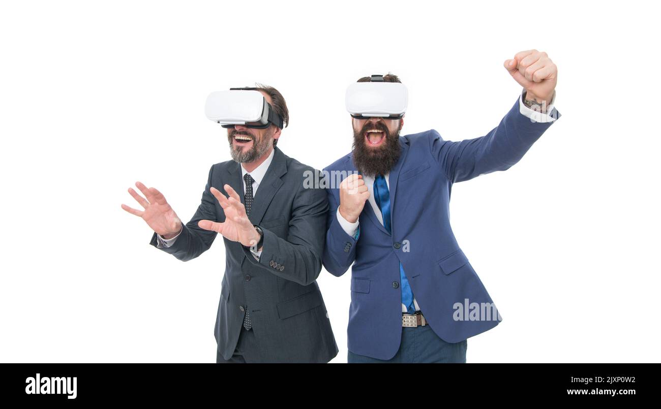 Digital technologies. Business innovation. Vr presentation. Men vr ...