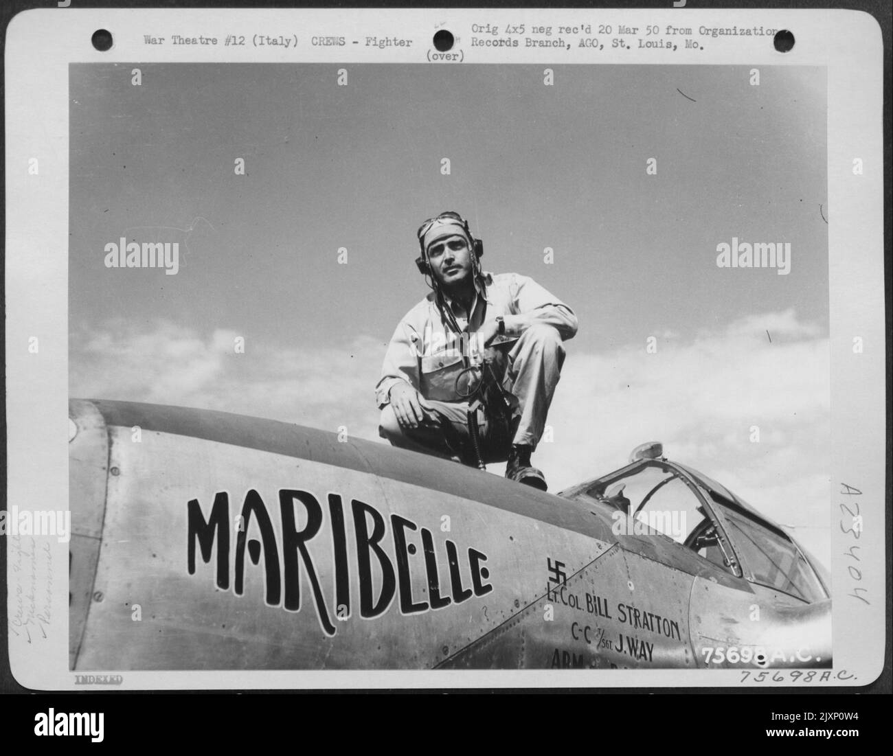Lt. Colonel Bill Stratton Poses On The Nose Of His Lockheed P-38 ...