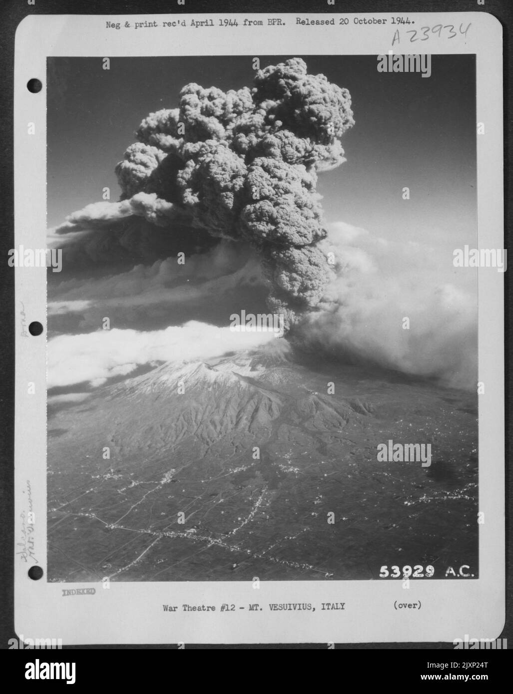 Mt. Vesuvius, Italy during the eruption on 23 March 1944 Stock Photo ...