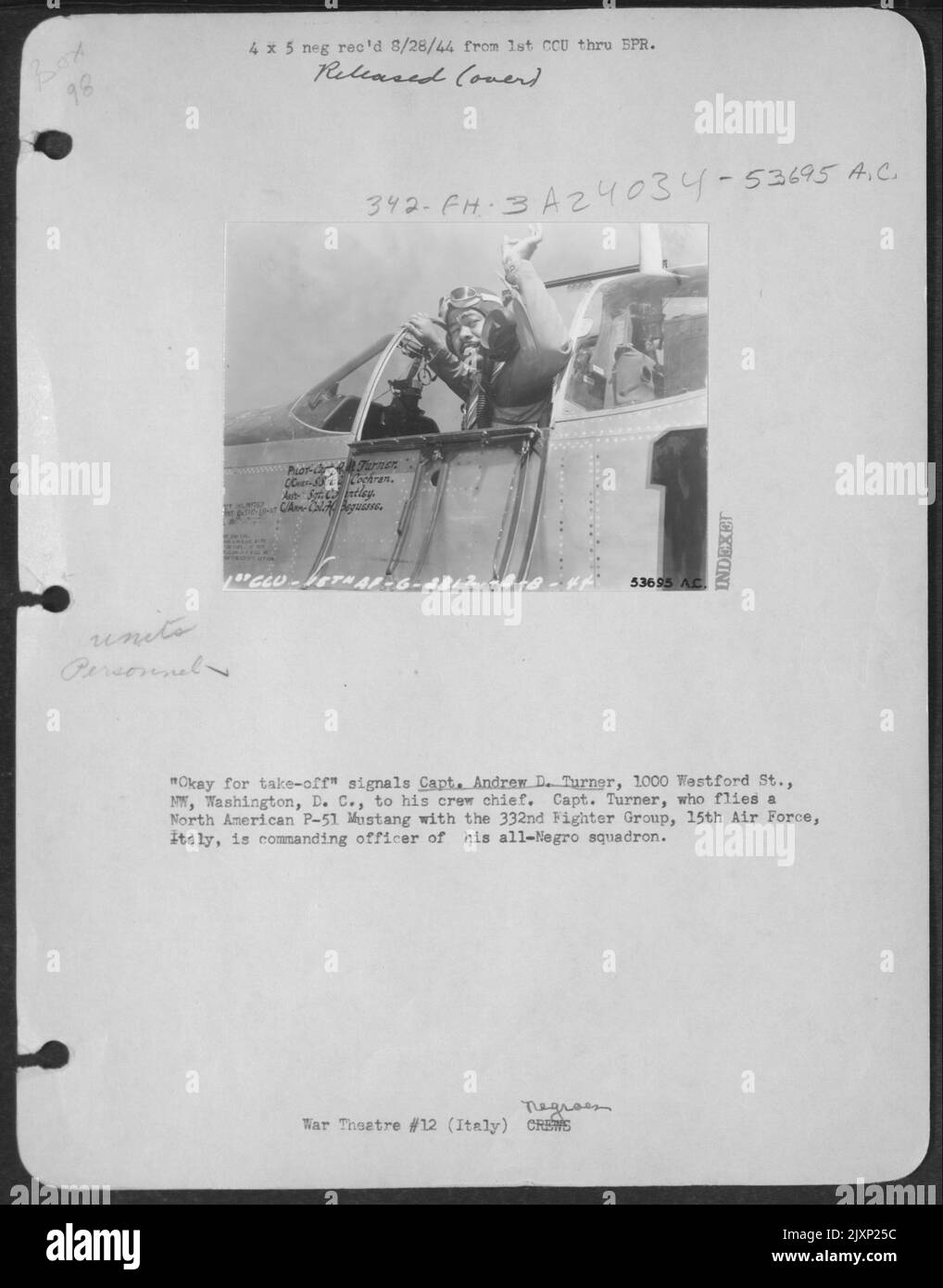 "Okay for take-off" signals Capt. Andrew D. Turner, 1000 Westford St ...