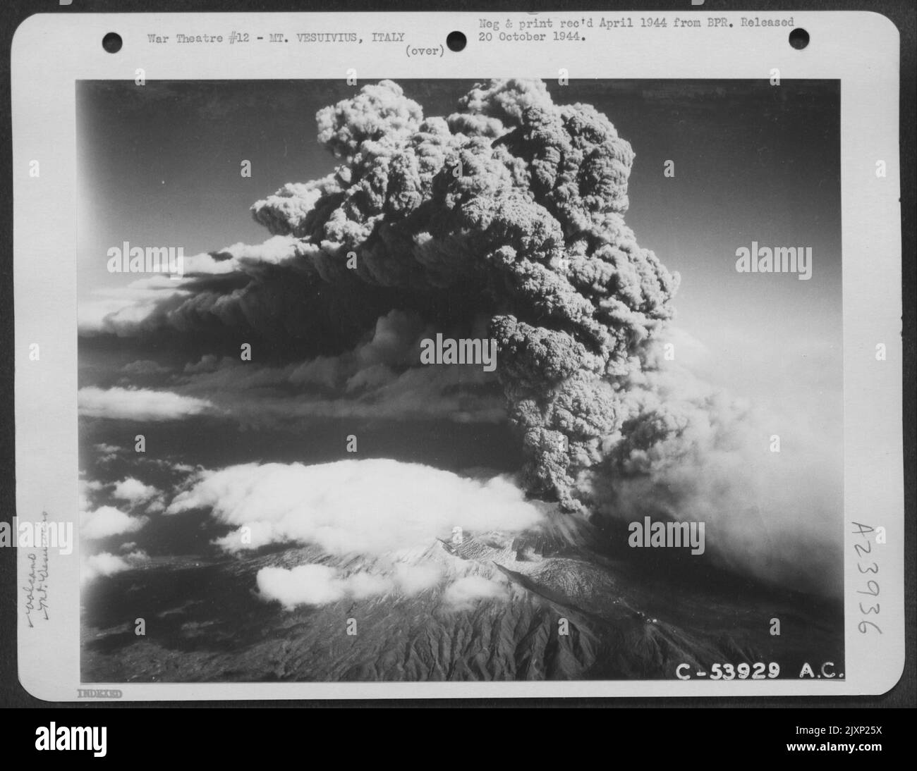 Mt. Vesuvius, Italy during the eruption on 23 March 1944 Stock Photo ...