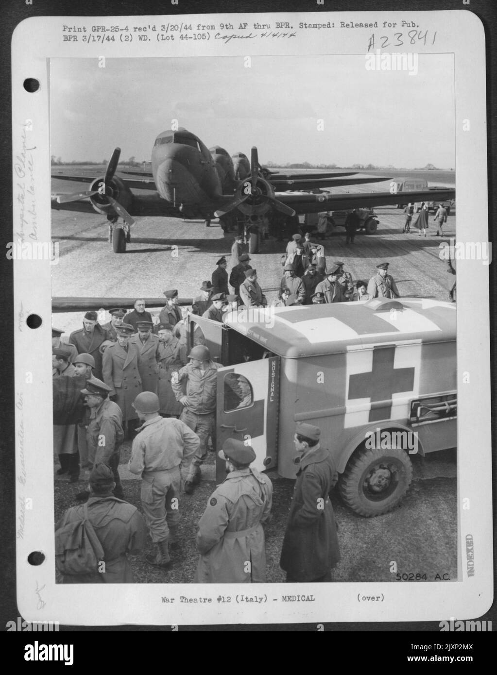 Troop Carrier transports of the 9th USAF are lined up to receive ...