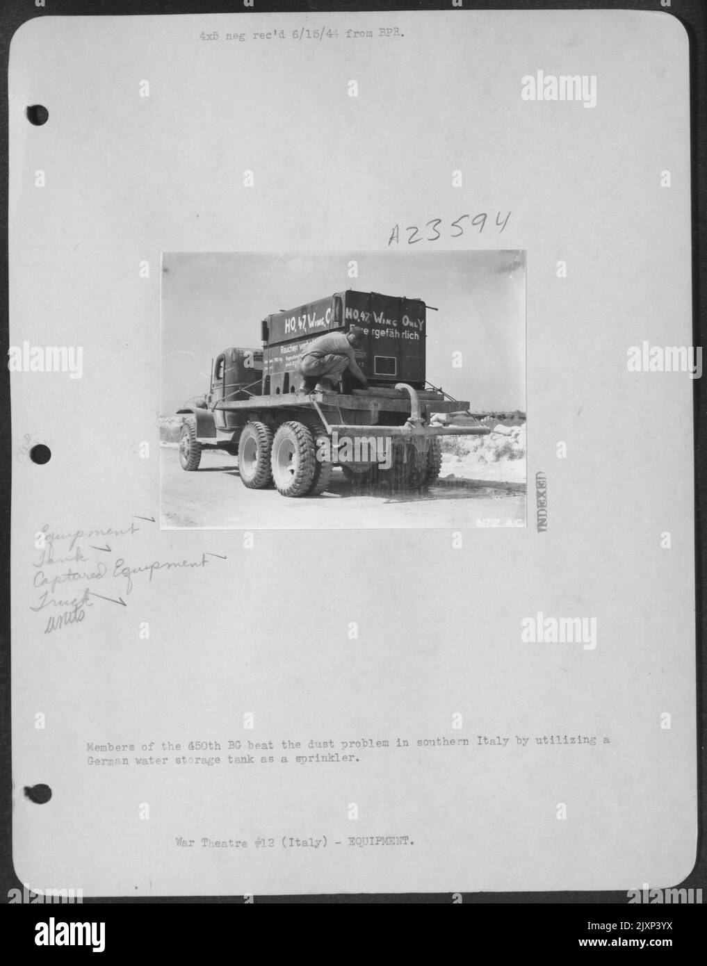 Members of the 450th BG beat the dust problem in southern Italy by ...