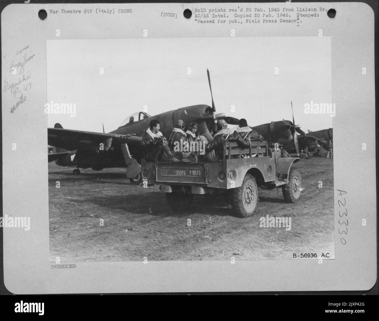 The pilots arrive at the line just before they take off for a mission ...