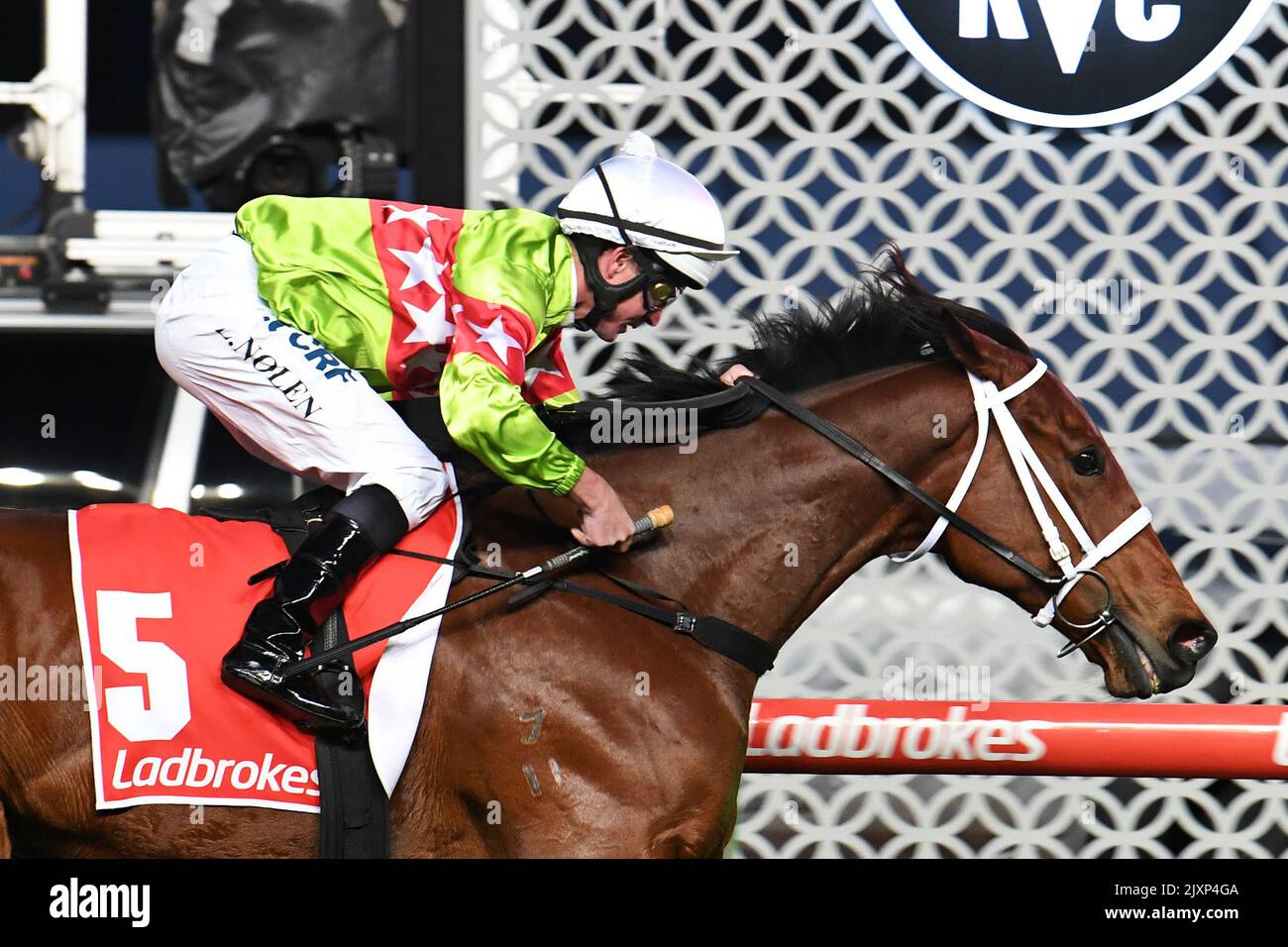 Jockey Luke Nolen rides rides Zahspeed to victory in race 4, the MSC ...