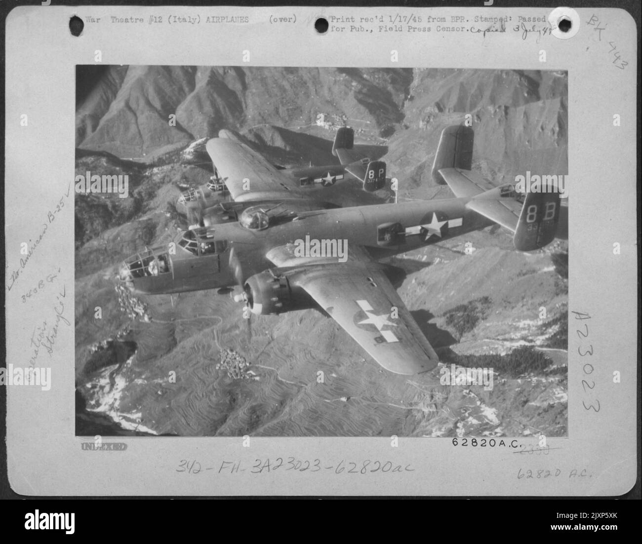 North American B25 Mitchells Of The 12Th Af'S 340Th Bomb Group Over The ...