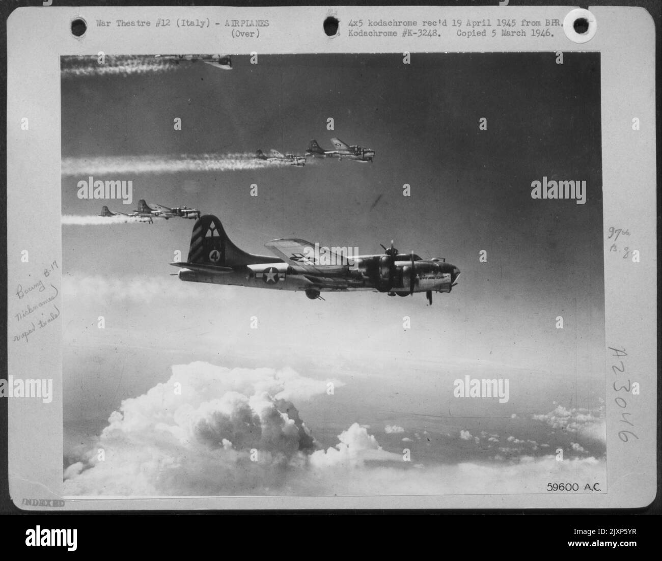 Boeing B-17 "Flying Fortress" Of The 15Th Af Leave A Pattern Of Vapor ...