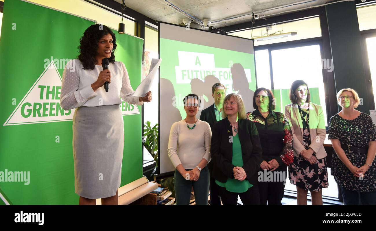 Victorian Greens Leader Samantha Ratnam speaks at the Victorian Greens ...