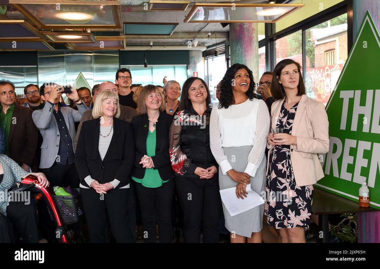 Victorian Greens Leader Samantha Ratnam (second right) and Victorian ...