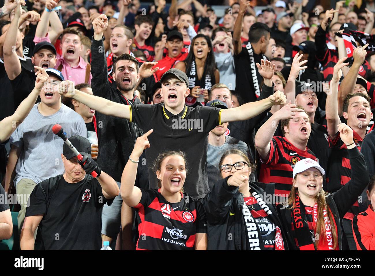 Members of the Wanderers supporting group Red and Black Bloc (RBB) are ...