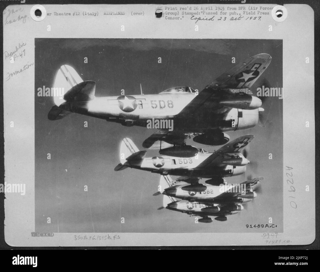 This Formation Of 12Th Af Republic P-47 Thunderbolts Is Headed For The ...