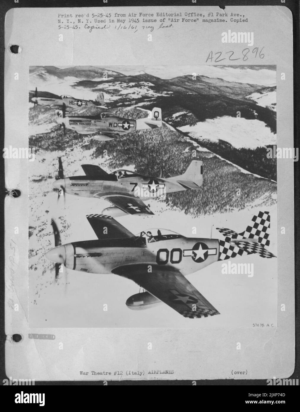 4 North American P-51 Mustangs Fighters Of Various Fighter Groups Of ...