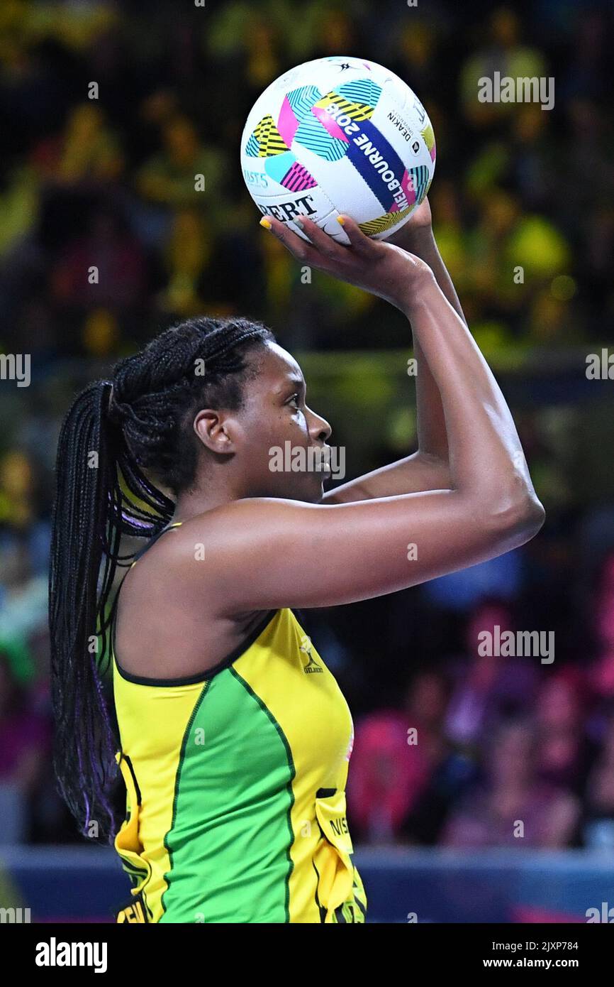 Romelda Aiken of Jamaica is seen in action during the Netball Fast 5 ...