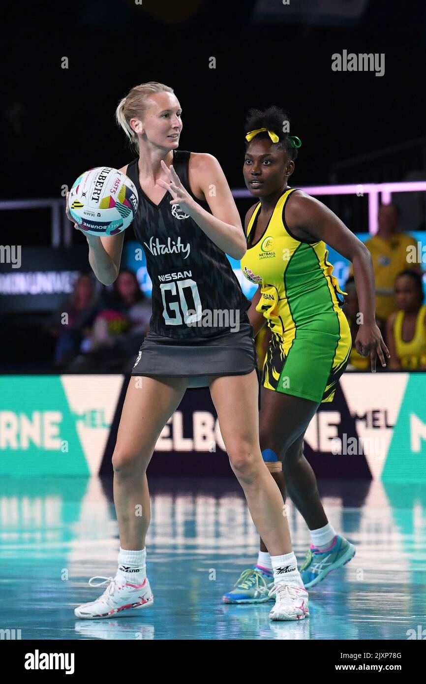 Emma Dovey (left) of England and Vangelee Williams of Jamaica are seen ...