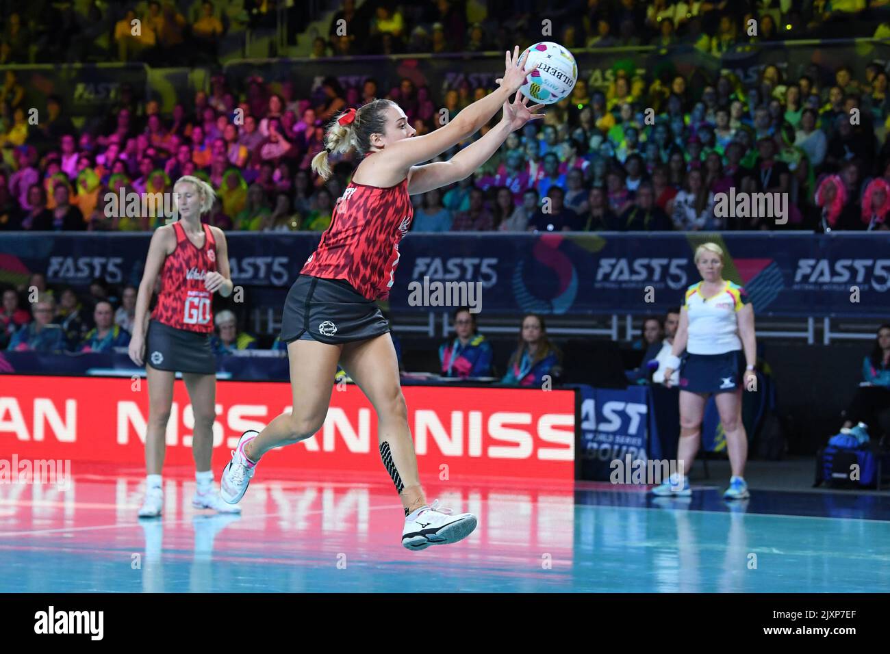 Natalie Panagarry of England is seen in action during the Netball Fast ...