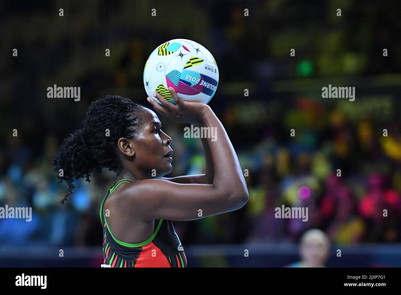 Joyce Mvula of Malawi is seen in action during the Netball Fast 5 World ...