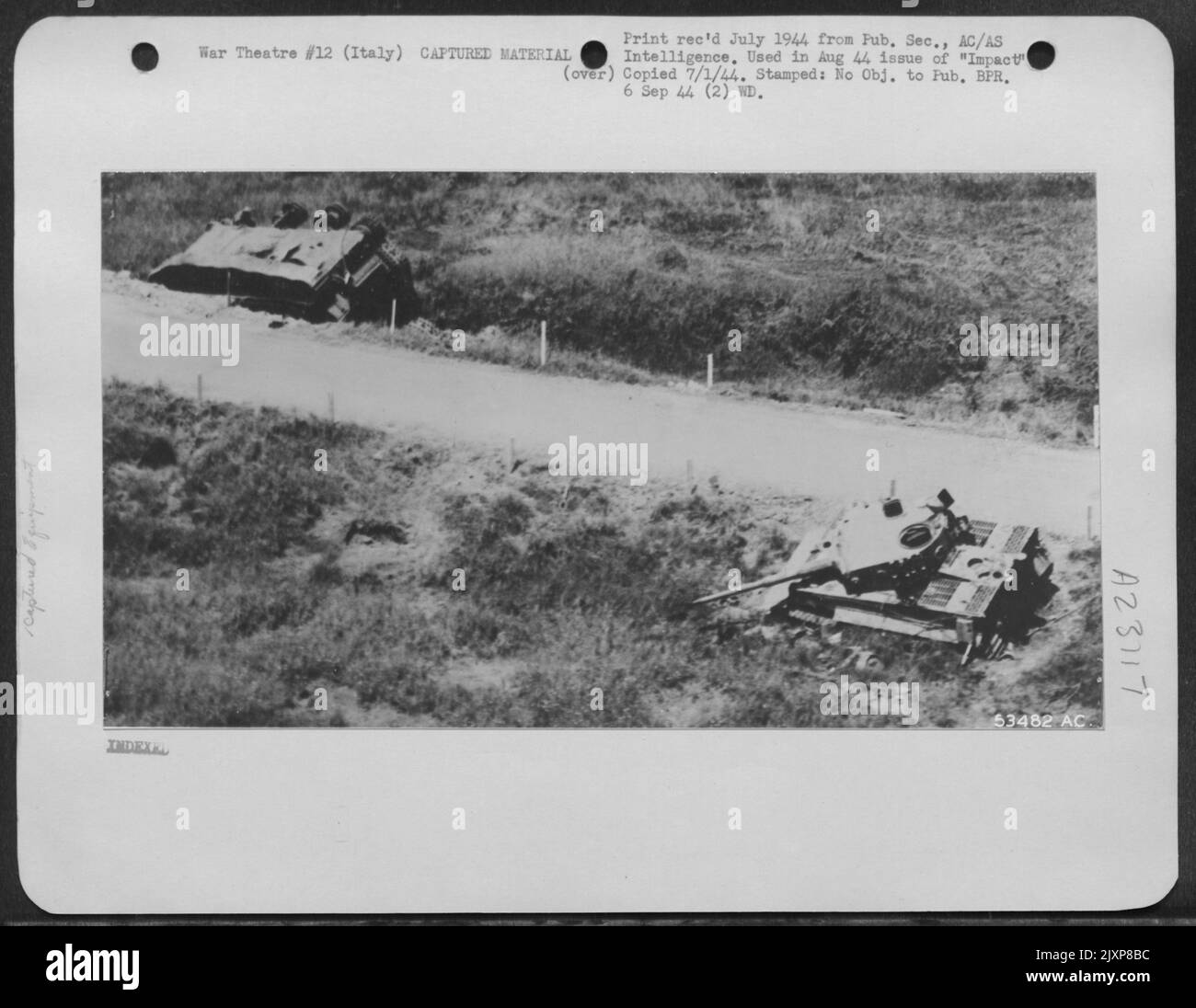 A PzKw VI Tiger Tank, right, and an 88 MM self-propelled Ferdinand gun ...