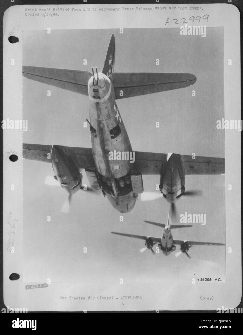 BOMB BAY DOORS OPEN. An unusual photo of bombs, just before they go ...