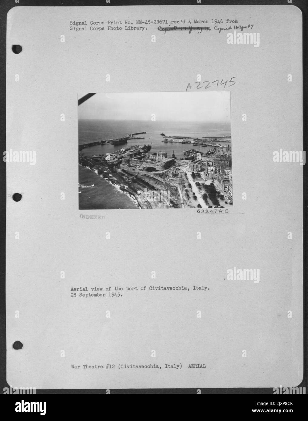 Aerial View Of The Port Of Civitavecchia, Italy. 25 Sept. 1945 Stock ...