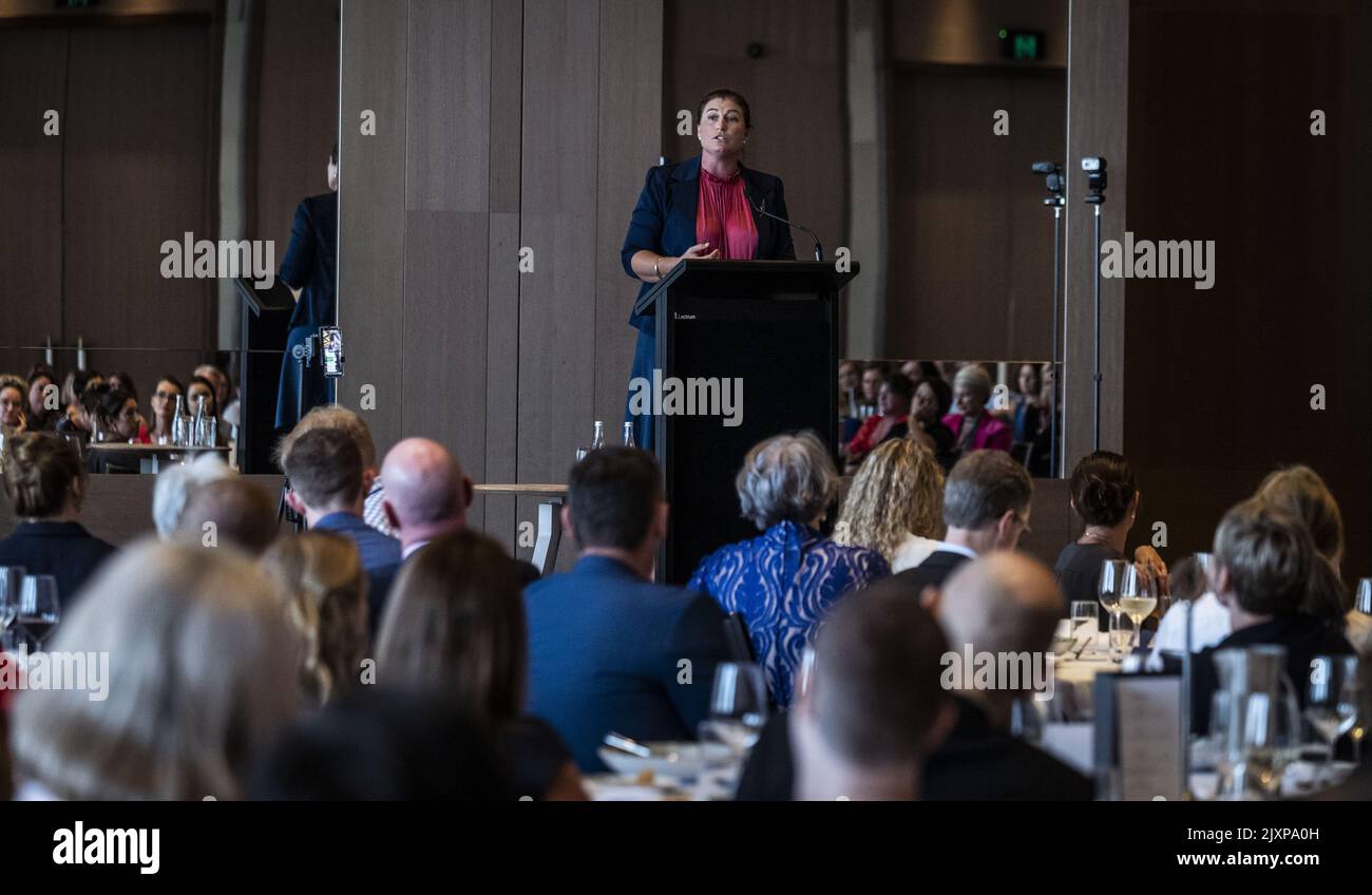Rural Woman of the Year Catherine Marriott addresses the UsToo lunch at ...