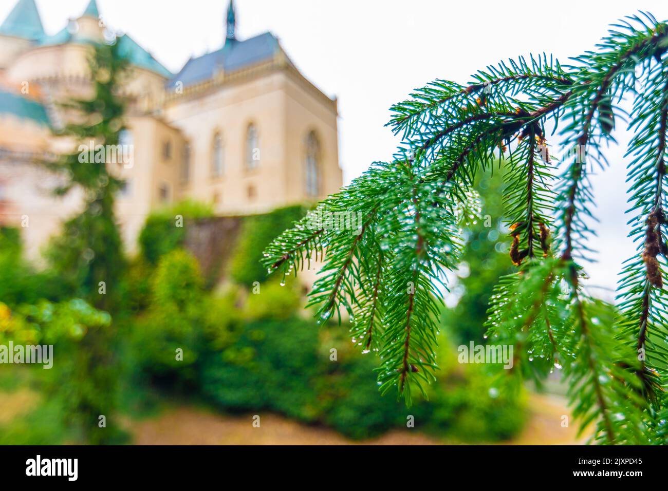 Bojnice medieval castle, UNESCO heritage, Slovakia. It is a Romantic ...