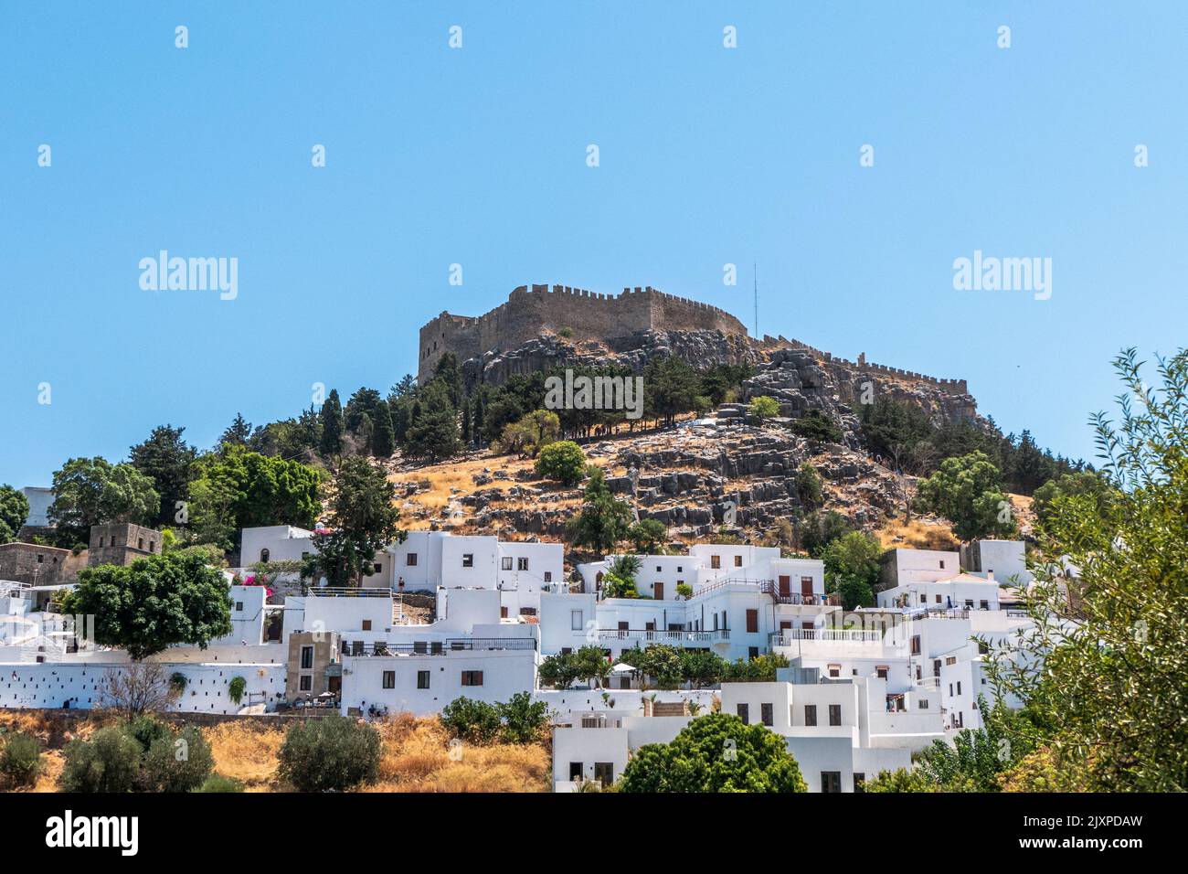 Historical and popular travel destination of Lindos Acropolis in Rhodes ...