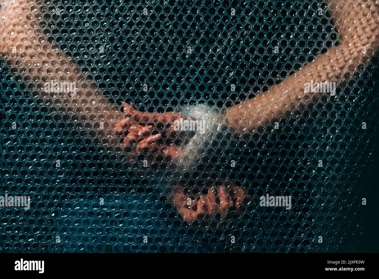 female rights powerless woman tied hands darkness Stock Photo - Alamy