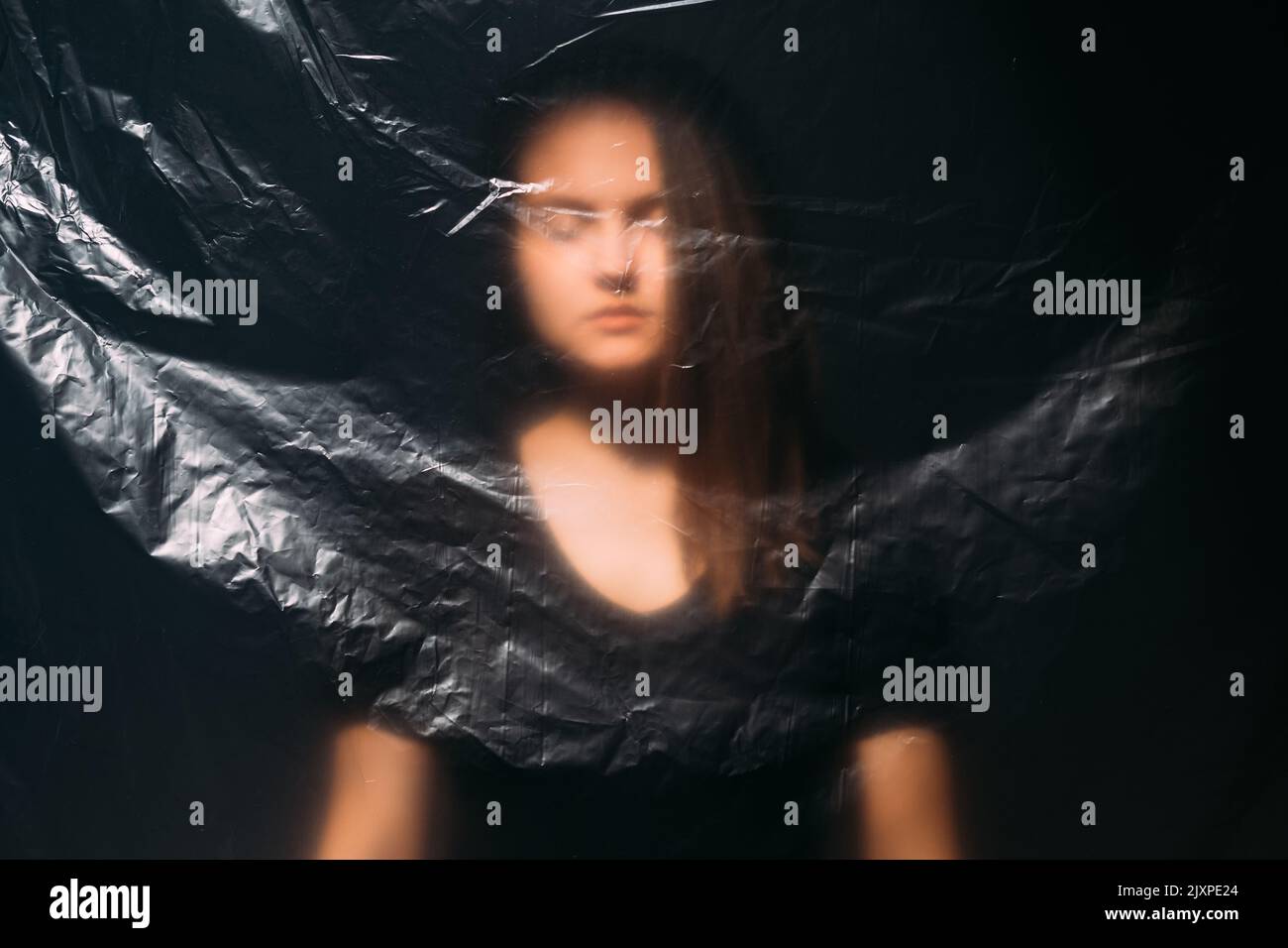 mysterious woman defocused art portrait wrinkled Stock Photo - Alamy