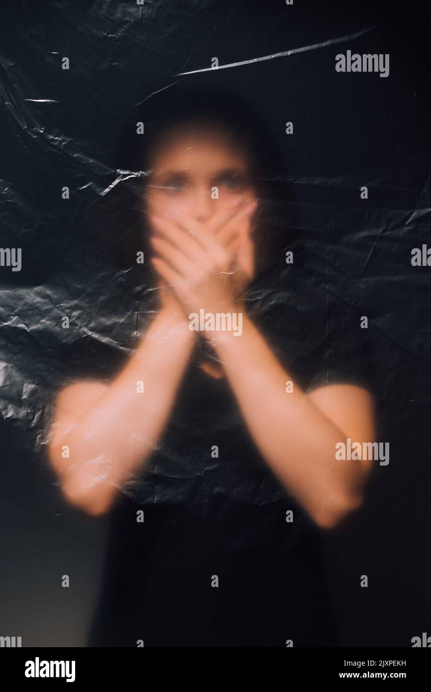 night horror defocused female silhouette creased Stock Photo - Alamy