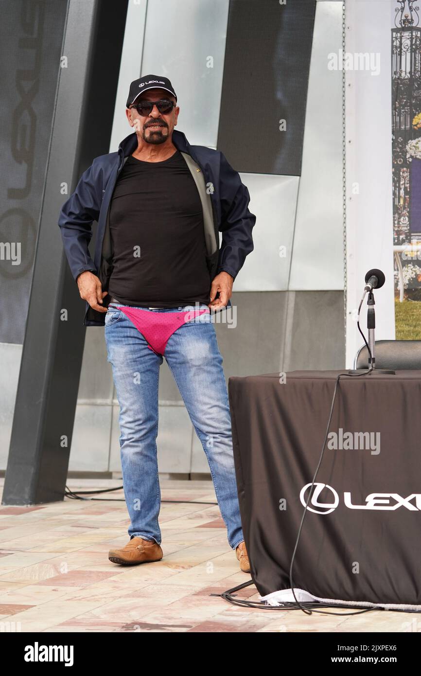 Owner of Magic Circle, Marwan Koukash, shows his g-string during the ...