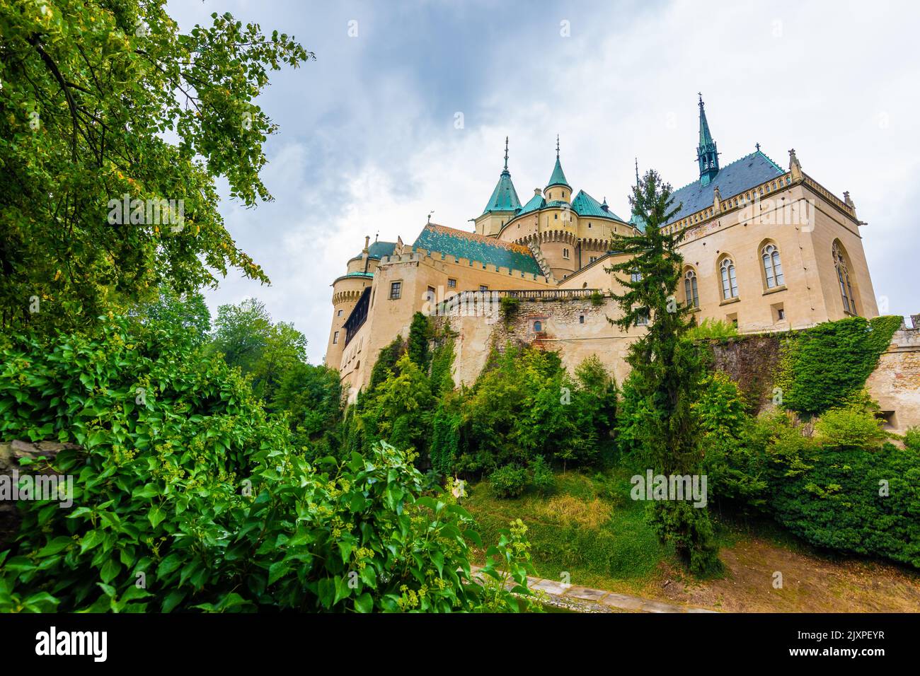 Bojnice medieval castle, UNESCO heritage, Slovakia. It is a Romantic ...