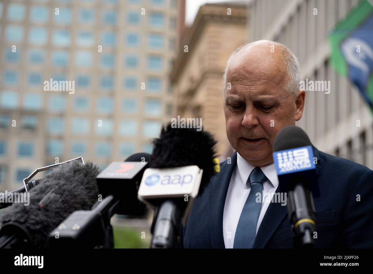 Victorian Treasurer Tim Pallas speaks to the media during a press ...
