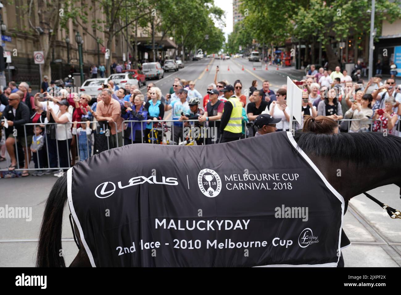 Parade participants are seen during the Melbourne Cup parade in ...