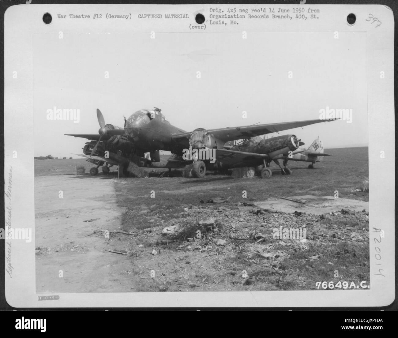 Damaged German Aircraft Left By Retreating Nazi Luftwaffe On An ...