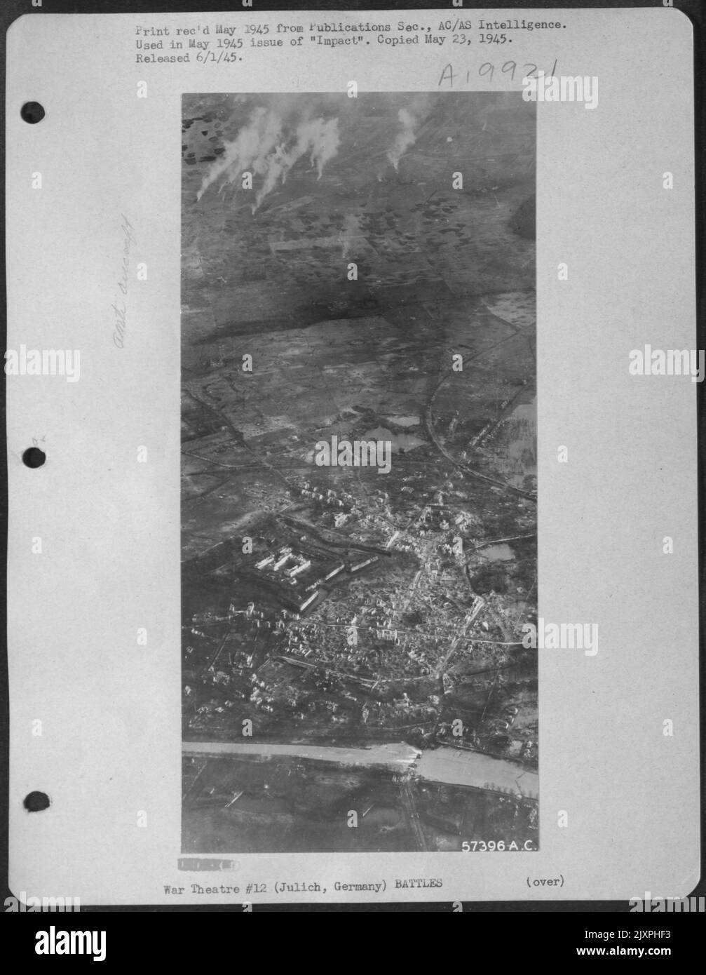 Smoking Under Us Artillery Fire, Nazi Town Of Julich, Germany Was ...