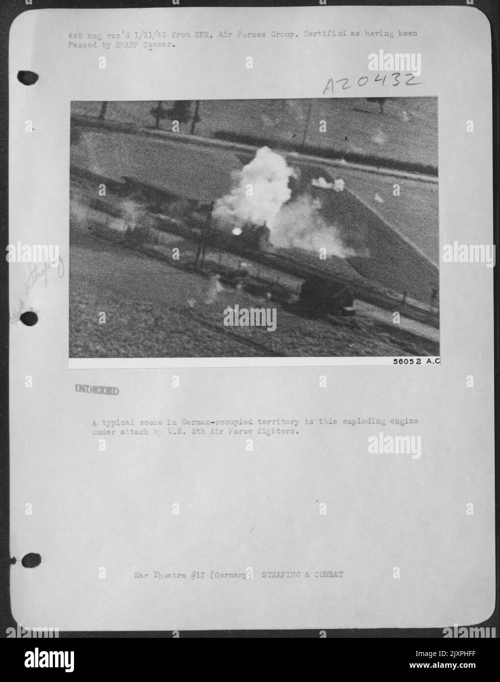 A typical scene in German-occupied territory is this exploding engine ...