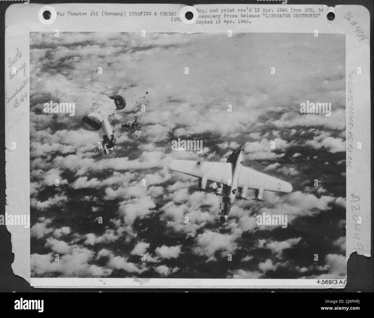 LIBERATOR DESTROYED--This B-24 Liberator of the 2nd Air Division was ...