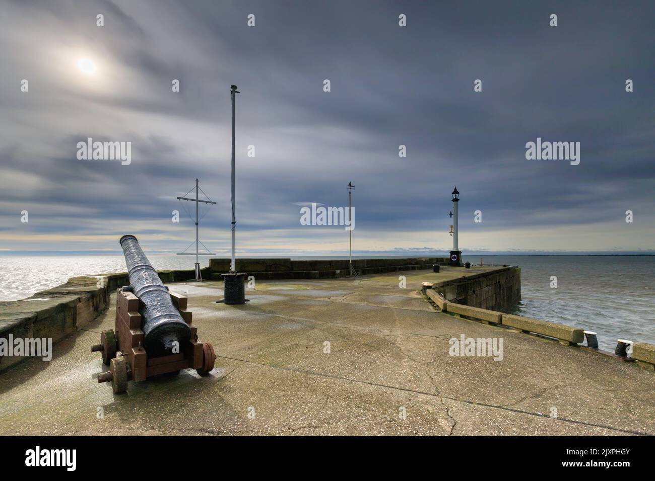 A canon on the north pier at Bridlington in Yorkshire Stock Photo - Alamy