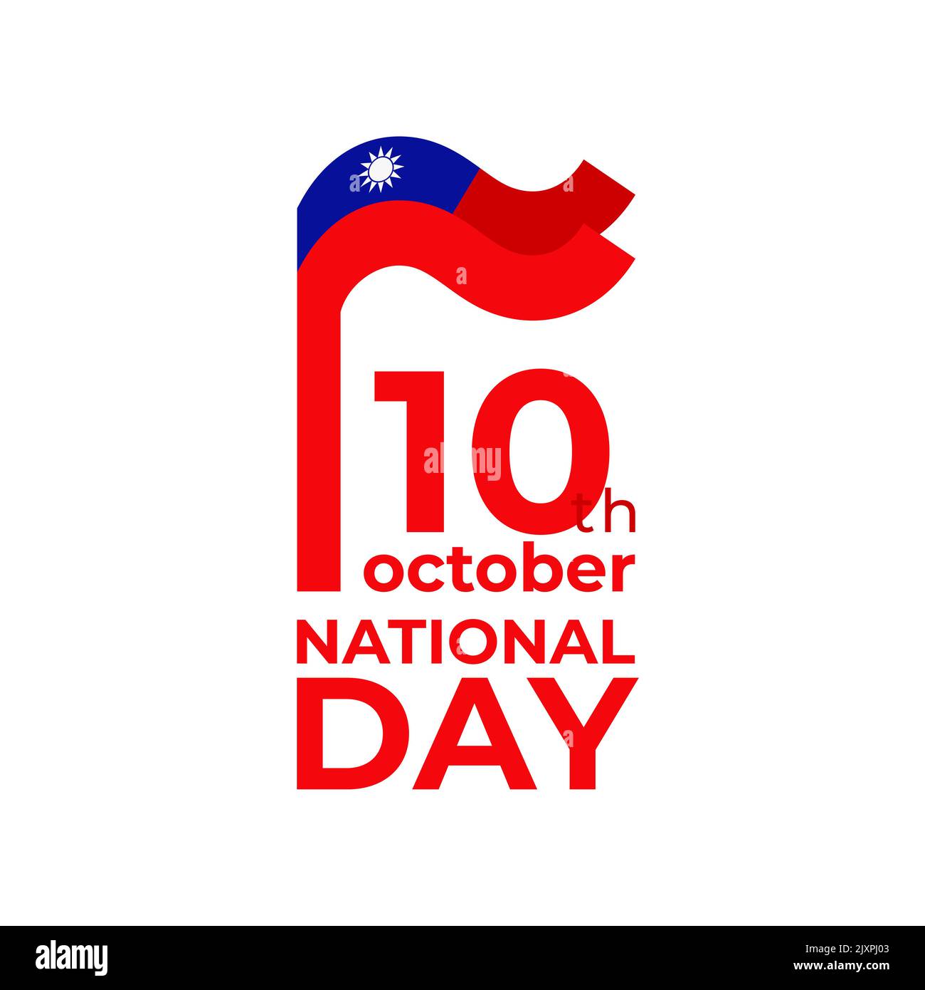 October 10, national day taiwan, vector template. Wavy taiwanese flag ...