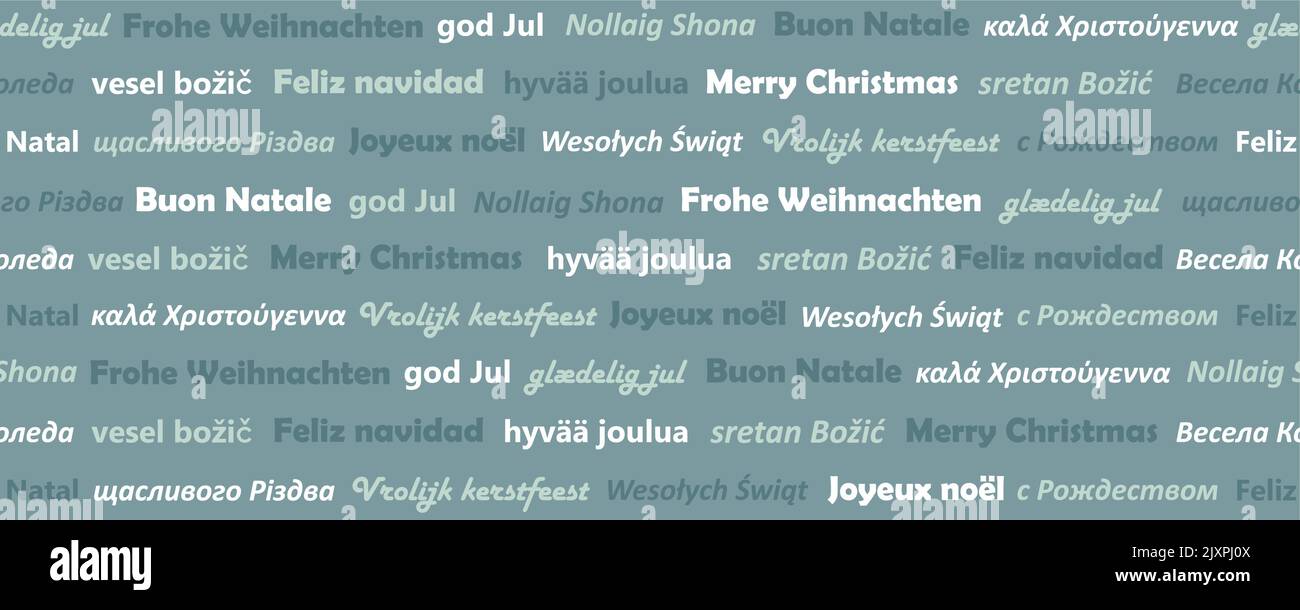 Merry Christmas Greeting Card Banner In Different Languages Stock Vector Image And Art Alamy 