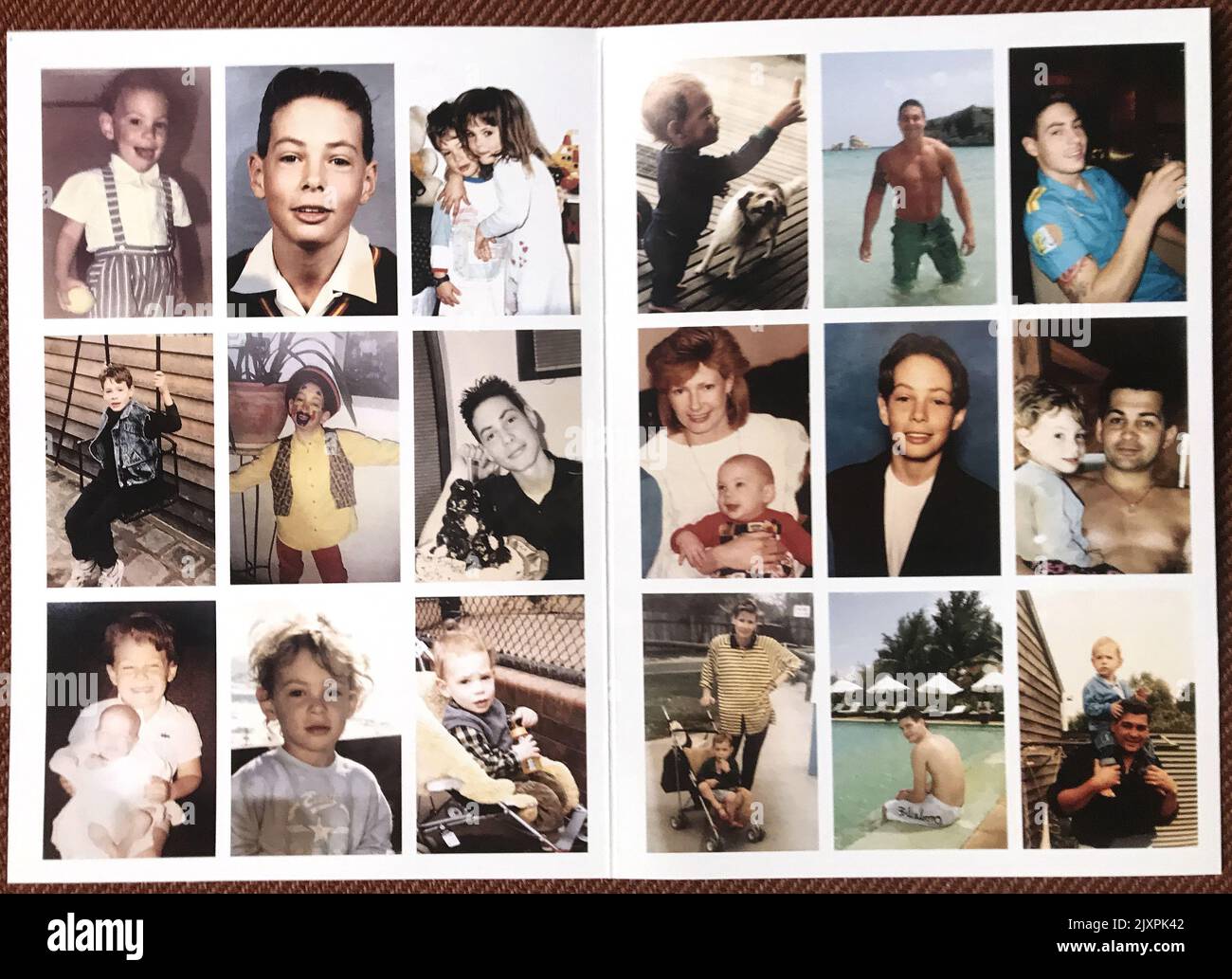 A photograph of pages in the order of service showing personal ...