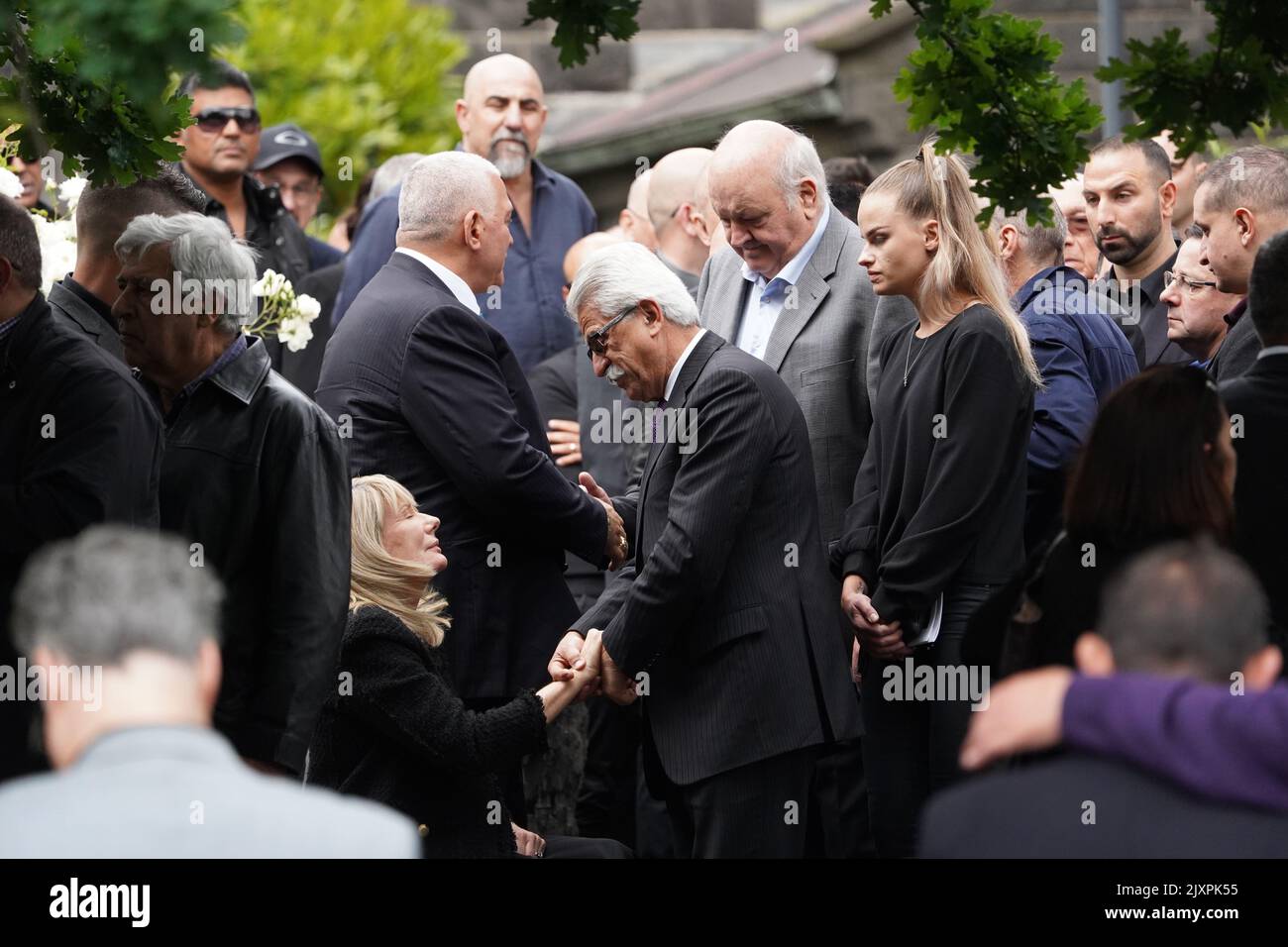 Mick Gatto and wife Cheryle Gatto are seen at the funeral of their son ...