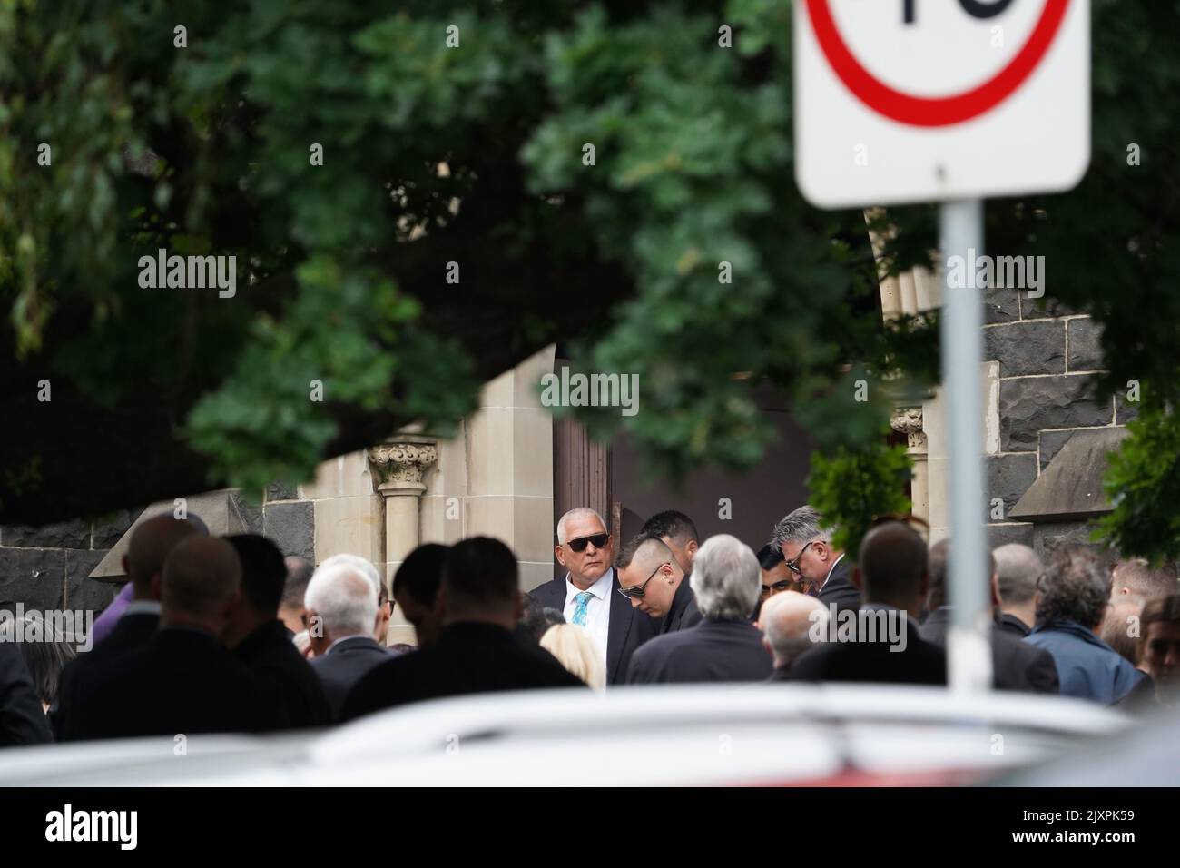 Mick Gatto is seen at the funeral of his son Justin Gatto at St ...