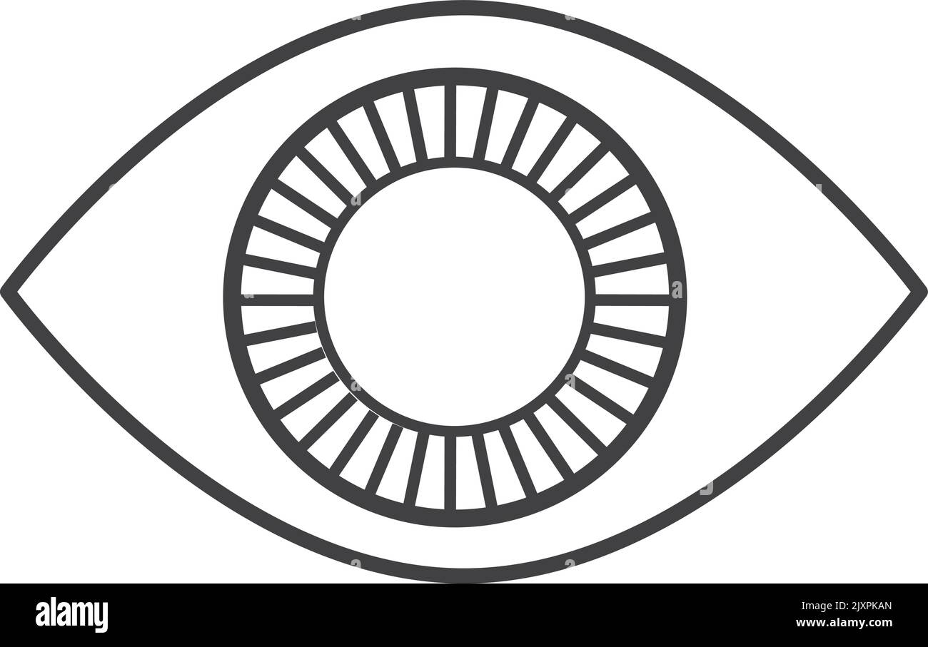 Eye open symbol. Vision black line icon isolated on white background ...
