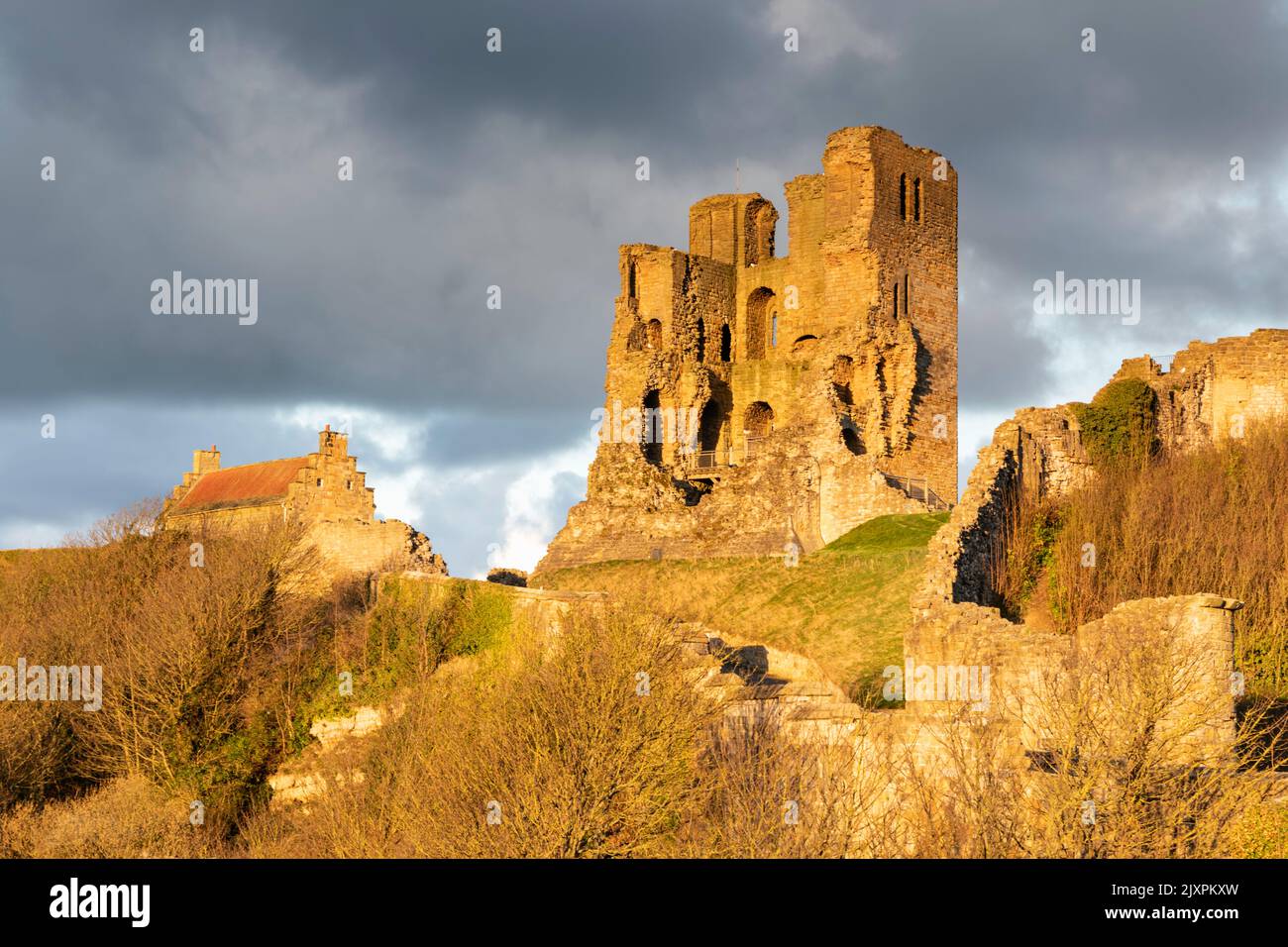 The remains of Scarborough Castle captured shortly before sunset in the ...